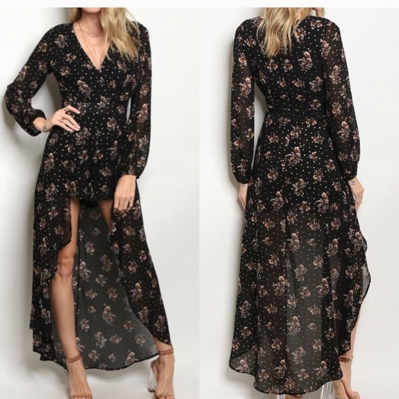 chic boho | Shorts | Long Back Romper Floral Design | Poshmark